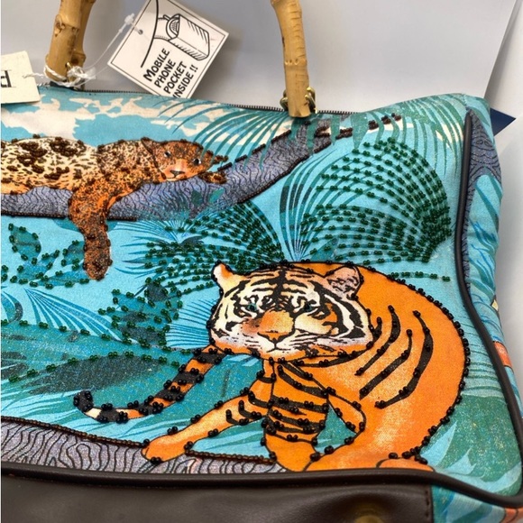 Prezzo | Bags | Vtg Prezzo Beaded Tiger Handbag With Bamboo Handles ...